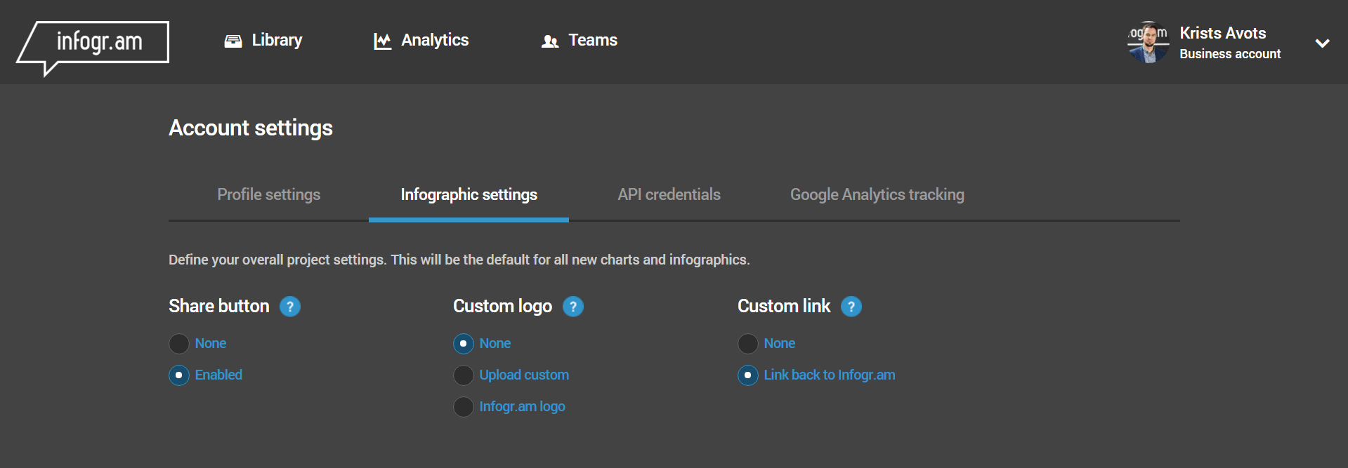 customizaton settings - Infogram